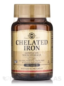 Chelated Iron - 100 Tablets - Solgar Vitamin and Herb | PureFormulas