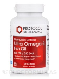 Ultra Omega-3 (Molecularly Distilled) 500 EPA / 250 DHA - Protocol for Life Balance | PureFormulas