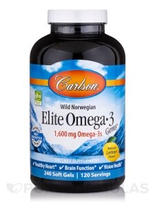 Elite Omega-3 Gems® 1,600 mg, Natural Lemon Flavor - Carlson Labs ...