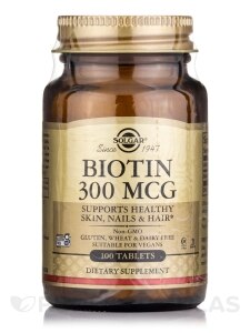 Biotin 300 mcg - 100 Tablets - Solgar Vitamin and Herb | PureFormulas